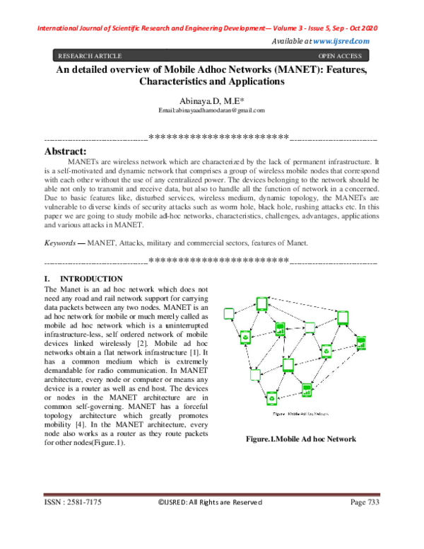 Pdf An Detailed Overview Of Mobile Adhoc Networks Manet Features