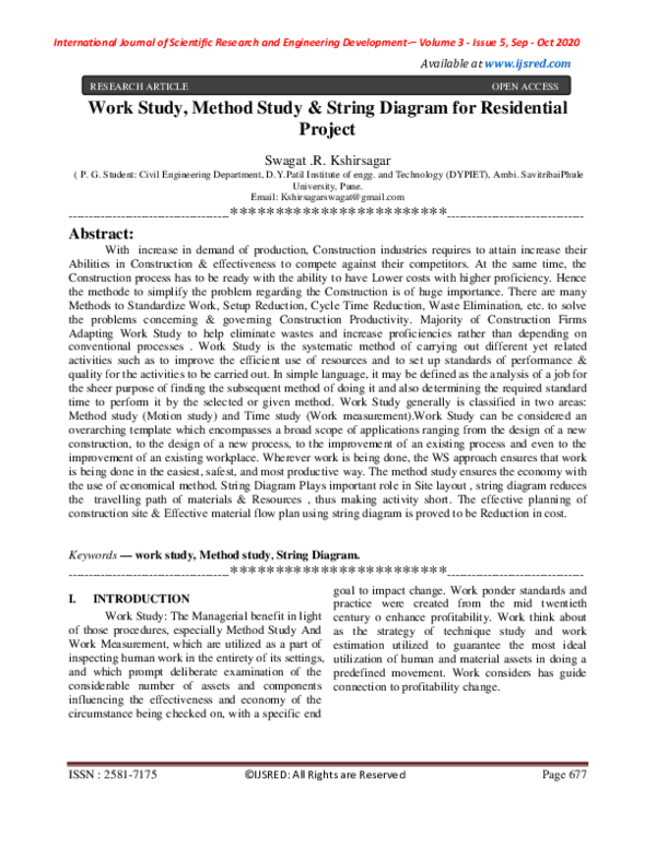 (PDF) Work Study, Method Study & String Diagram for Residential Project