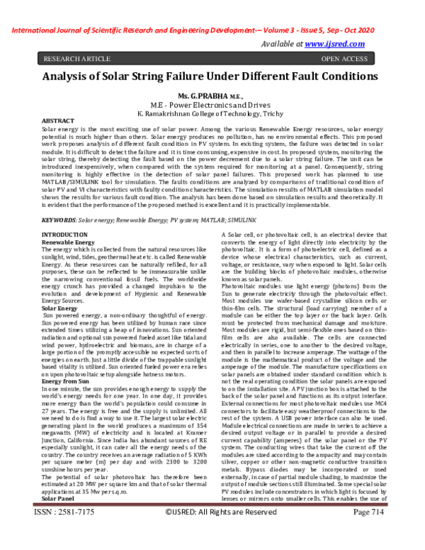 (PDF) Analysis of Solar String Failure Under Different Fault Conditions | iJSRED Journal ...