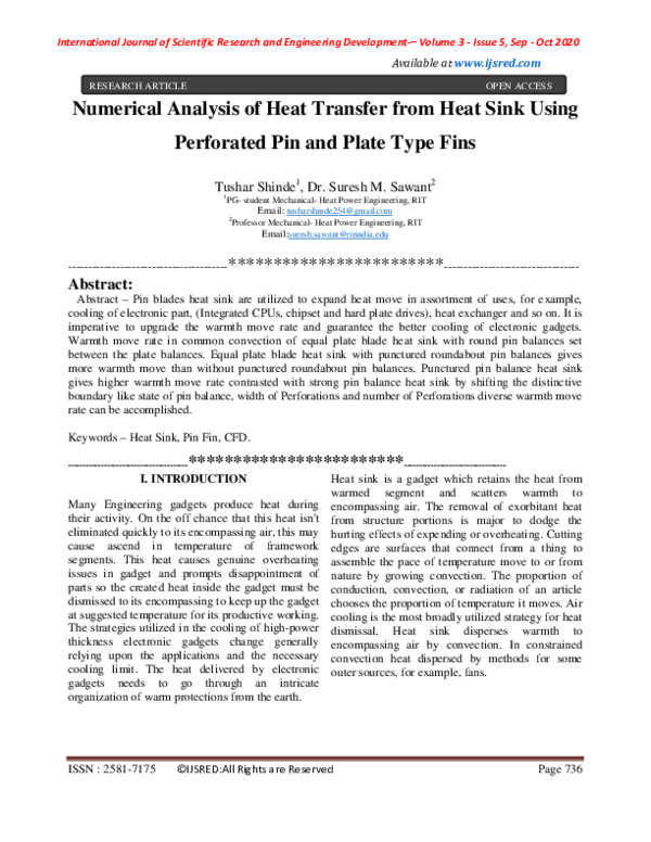 (PDF) Numerical Analysis of Heat Transfer from Heat Sink Using ...