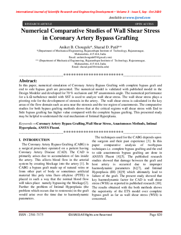 (PDF) Numerical Comparative Studies of Wall Shear Stress in Coronary ...