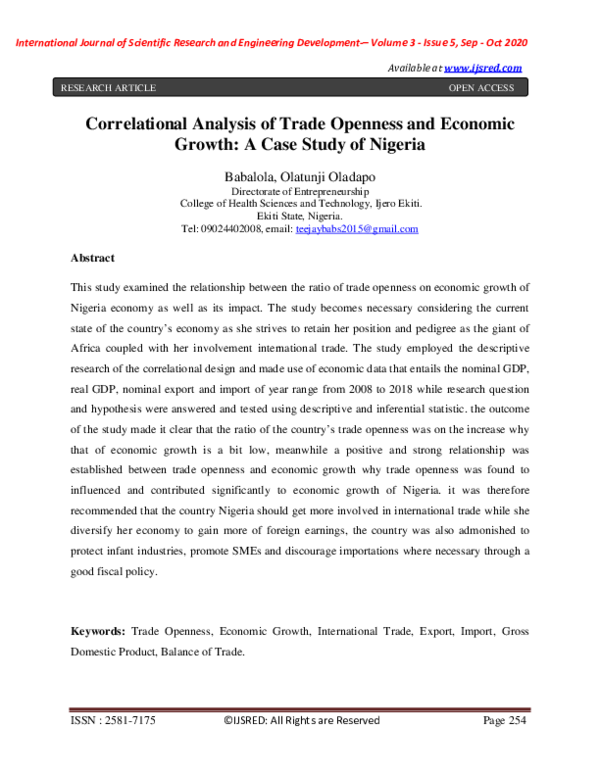 (PDF) Correlational Analysis of Trade Openness and Economic Growth: A ...