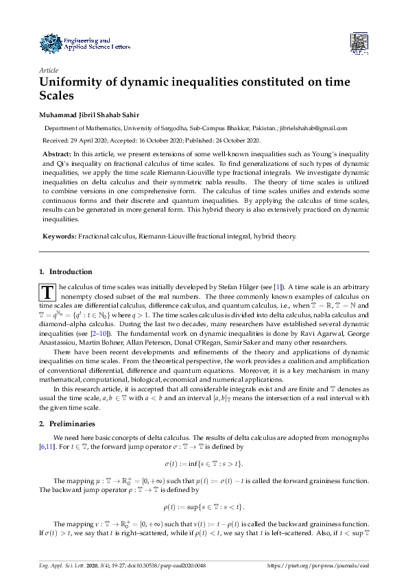 (PDF) Uniformity of dynamic inequalities constituted on time Scales