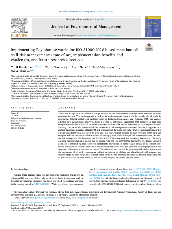 (PDF) Implementing Bayesian networks for ISO 31000:2018-based maritime ...