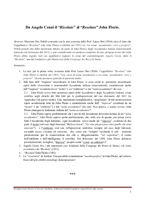 (PDF) Da Angelo Cenni il "Risoluto" al "Resolute" John Florio