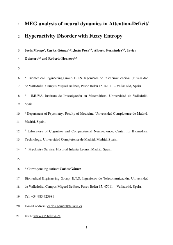(PDF) MEG analysis of neural dynamics in attention-deficit/hyperactivity disorder with fuzzy entropy