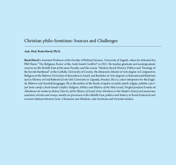 (PDF) Christian philo-Semitism: Sources and Challenges
