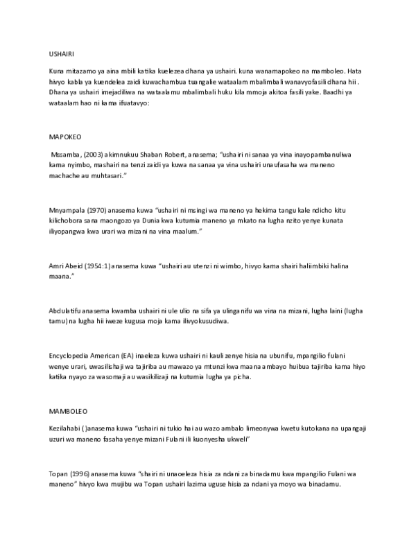 (DOC) USHAIRI WA KISWAHILI