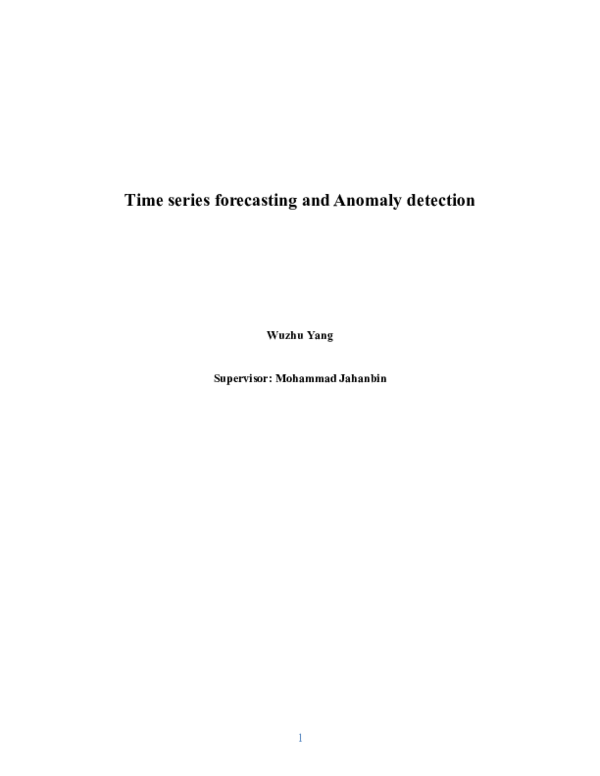 (DOC) Time series forecasting and Anomaly detection