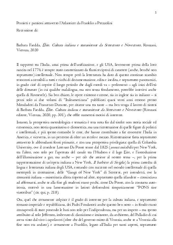 (PDF) Barbara Faedda, Élite. Cultura italiana e statunitense da ...
