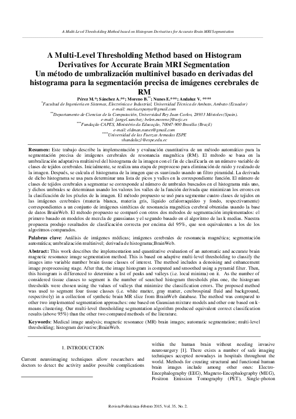 (PDF) A Multi-Level Thresholding Method based on Histogram Derivatives for Accurate Brain MRI ...