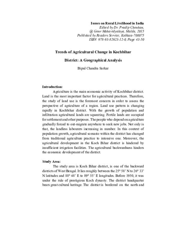 (PDF) Issues on Rural Livelihood in India Trends of Agricultural Change ...