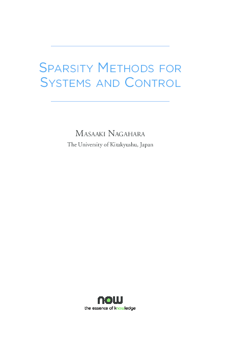 (PDF) Sparsity Methods for Systems and Control