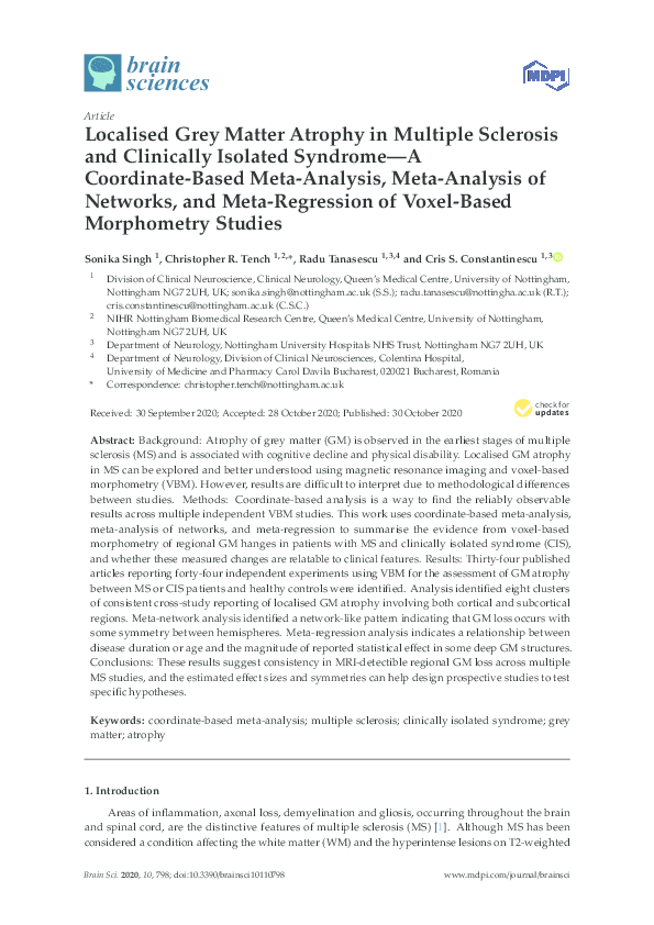 (PDF) Localised Grey Matter Atrophy in Multiple Sclerosis and Clinically Isolated Syndrome-A ...