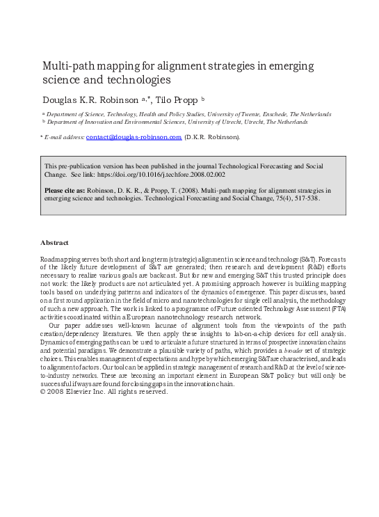 (PDF) Mapping Strategies for Aligning Emerging Science and Technology