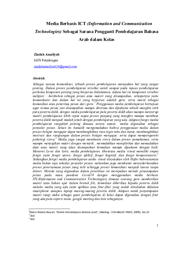 (PDF) Media Berbasis ICT (Information and Communication Technologies) Sebagai Sarana Pengganti ...