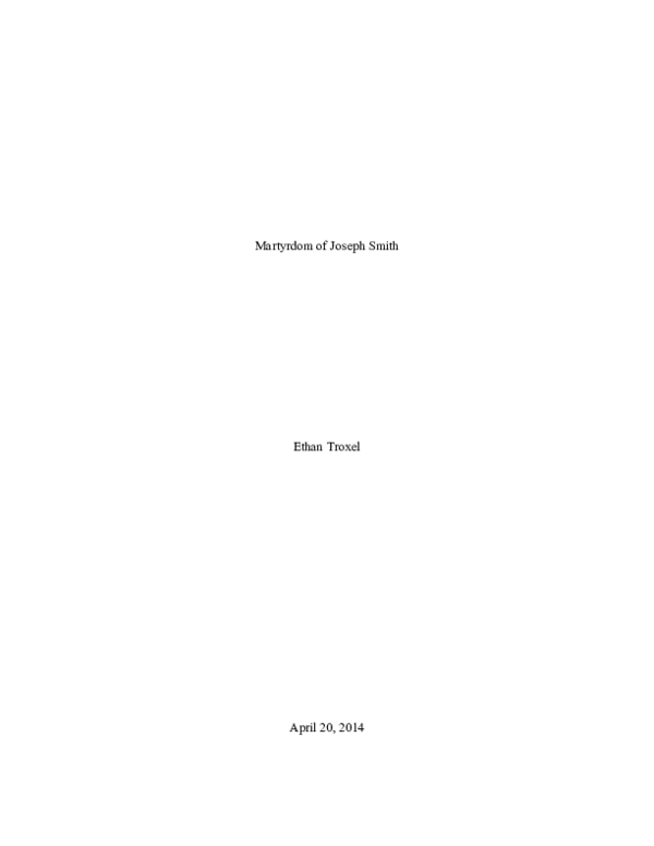 (DOC) Martyrdom of Joseph Smith | Ethan Troxel - Academia.edu