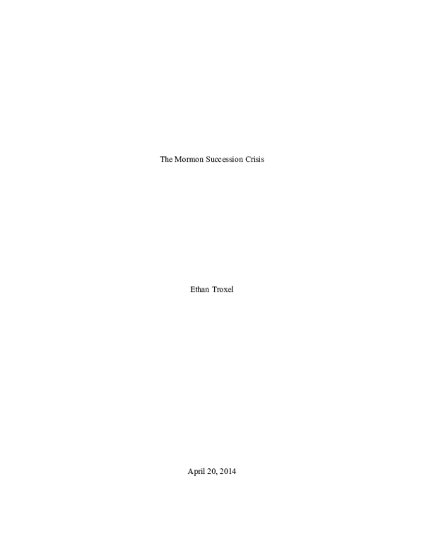 (DOC) The Mormon Succession Crisis