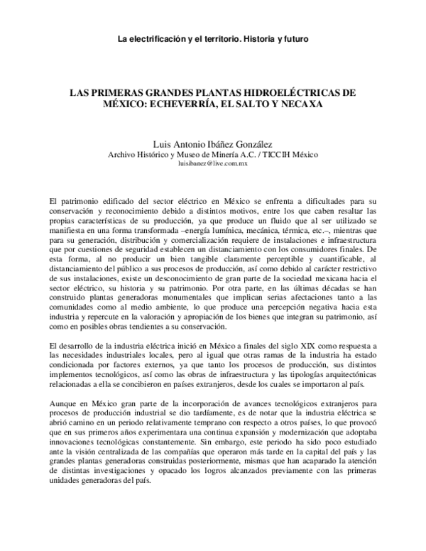 (PDF) Las primeras grandes plantas hidroeléctricas de México ...