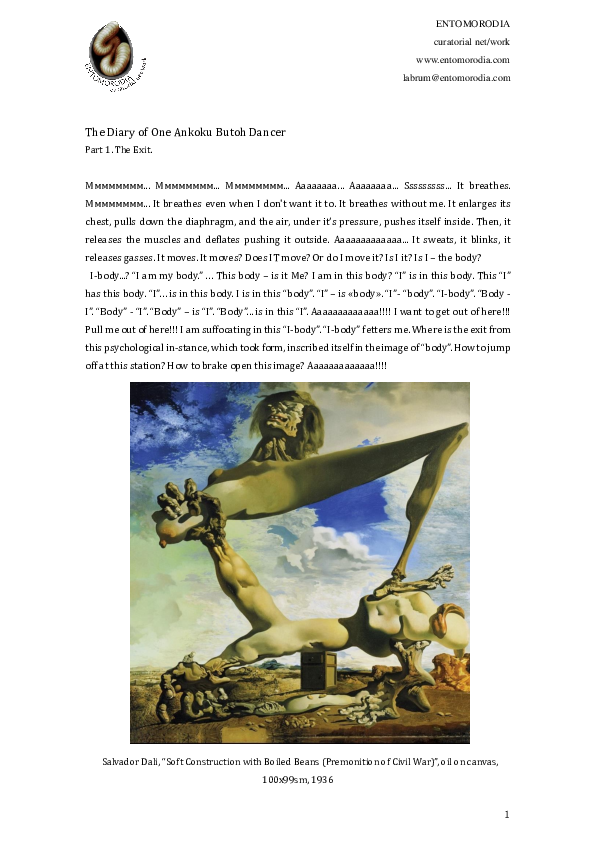 (PDF) Mark Birth "The Diary of One Ankoku Butoh Dancer Part 1 The Exit"