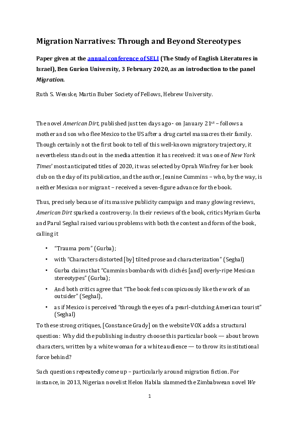 (PDF) Migration Narratives: Through and Beyond Stereotypes (PDF) Migration Narratives: Through and Beyond Stereotypes