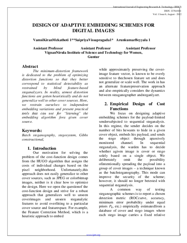(PDF) IJERT-DESIGN OF ADAPTIVE EMBEDDING SCHEMES FOR DIGITAL IMAGES