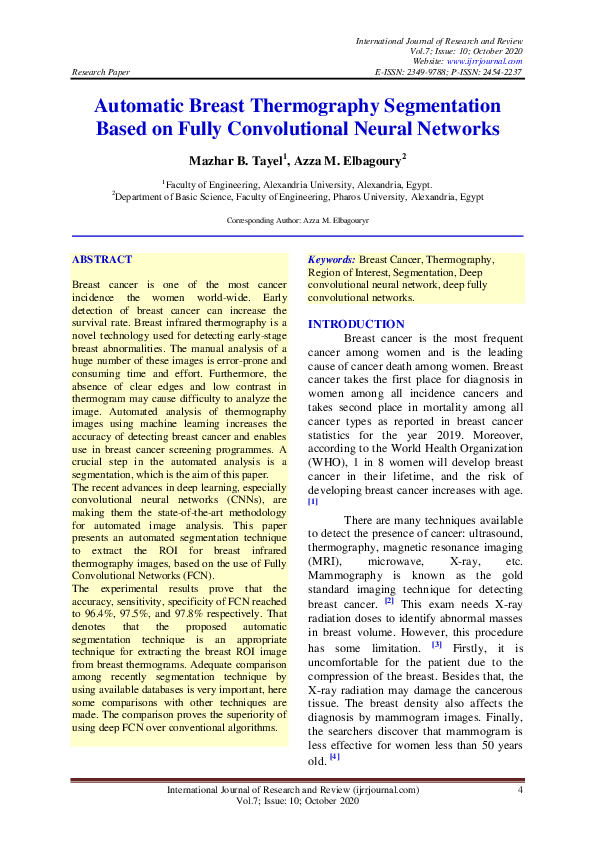 (PDF) Automatic Breast Thermography Segmentation Based on Fully Convolutional Neural Networks