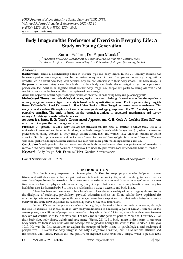 (PDF) Body Image andthe Preference of Exercise in Everyday Life: A ...