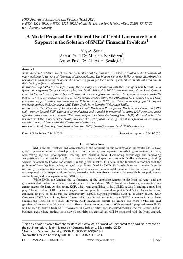 (PDF) A Model Proposal for Efficient Use of Credit Guarantee Fund ...