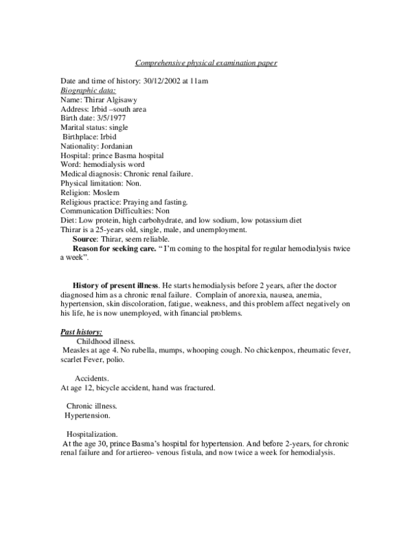 (PDF) Comprehensive physical examination paper (PDF) Comprehensive physical examination paper