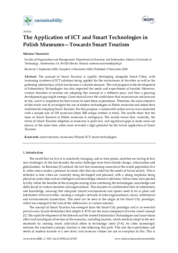 (PDF) The Application of ICT and Smart Technologies in Polish Museums ...