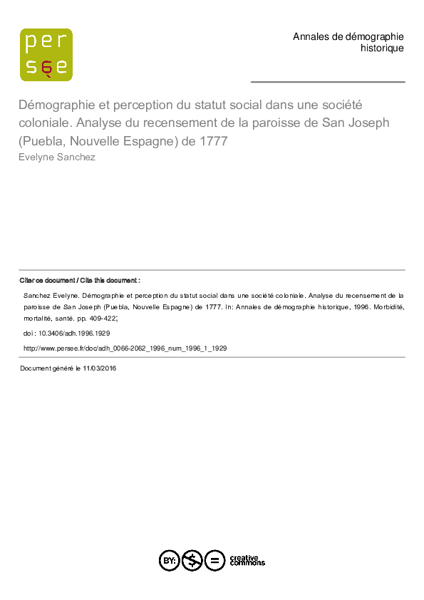 (PDF) Démographie et perception du statut social dans une société ...