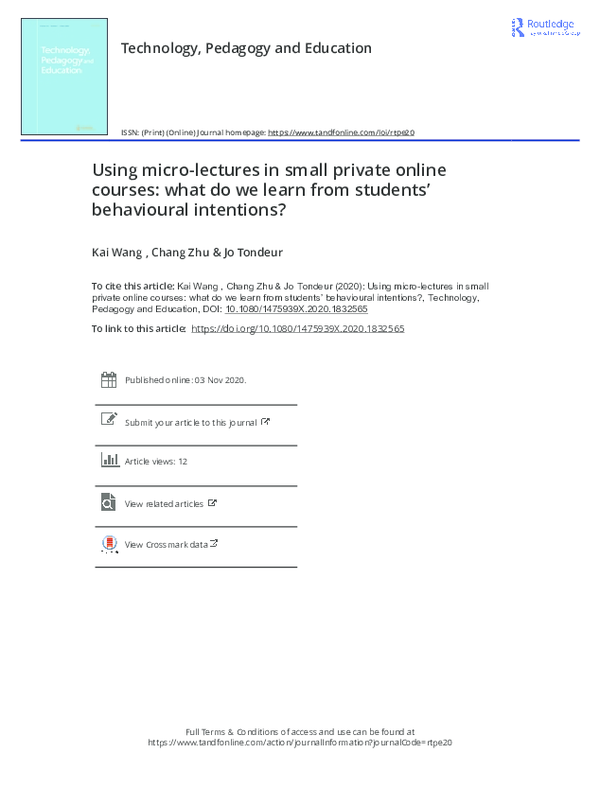 (PDF) Using micro-lectures in small private online courses: what do we ...