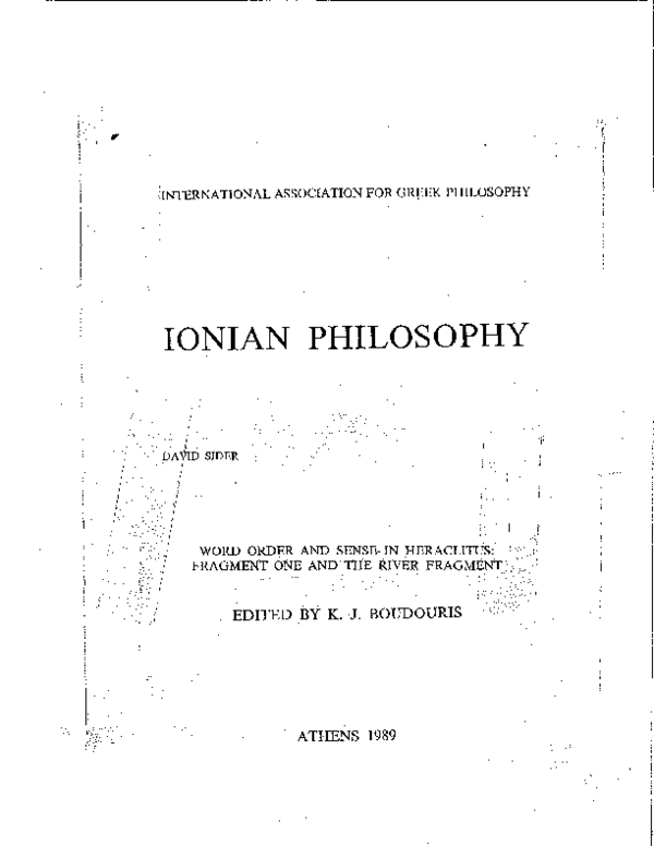 (PDF) , Sider, Word order & sense in Heraclitus