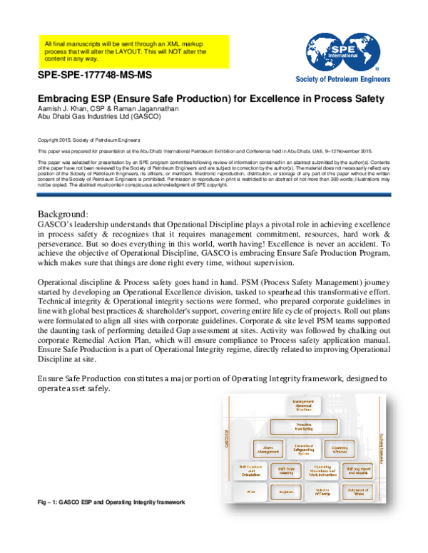 (PDF) SPE-177748-MS-MS Embracing ESP (Ensure Safe Production) for ...