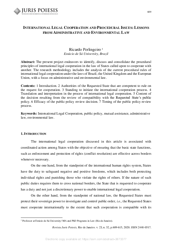 (PDF) International Legal Cooperation and Procedural Issues: Lessons ...