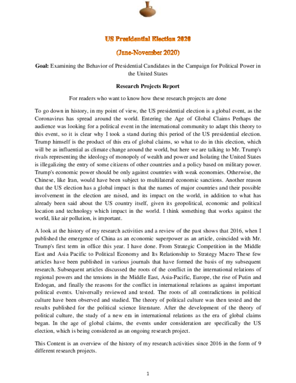 (PDF) US Presidential Election 2020: