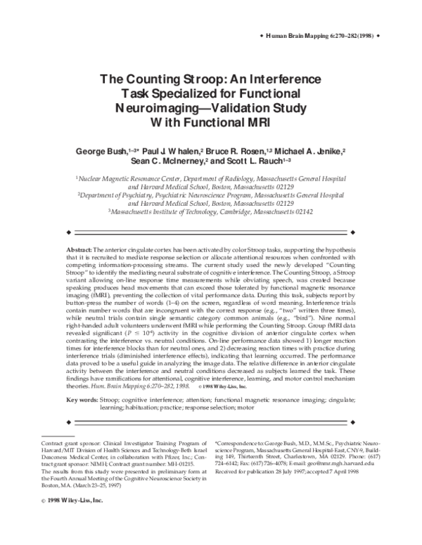 (PDF) The counting Stroop: an interference task specialized for ...