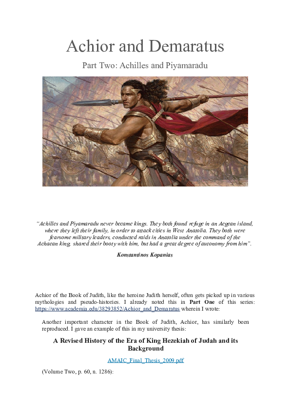 (DOC) Achior and Demaratus. Part Two: Achilles and Piyamaradu