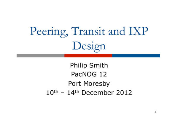 (PDF) Peering, Transit and IXP Design