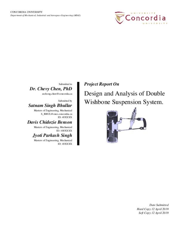 (PDF) Design and Analysis of Double Wishbone Suspension System