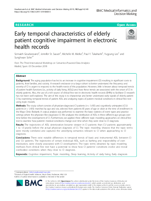 (PDF) Early temporal characteristics of elderly patient cognitive impairment in electronic ...