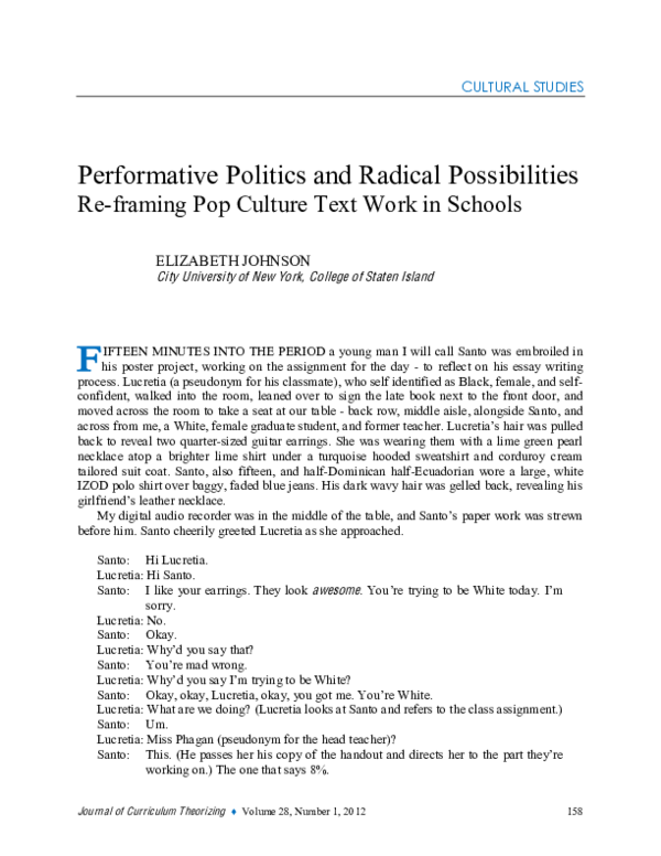 (PDF) Performative Politics and Radical Possibilities Re-framing Pop ...