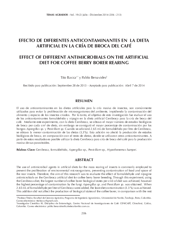 (PDF) Effect of different antimicrobials on the artificial diet for ...