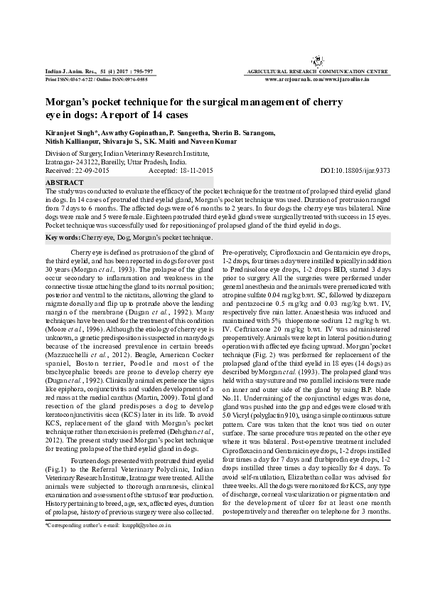 (PDF) Morgan's pocket technique for the surgical management of cherry ...