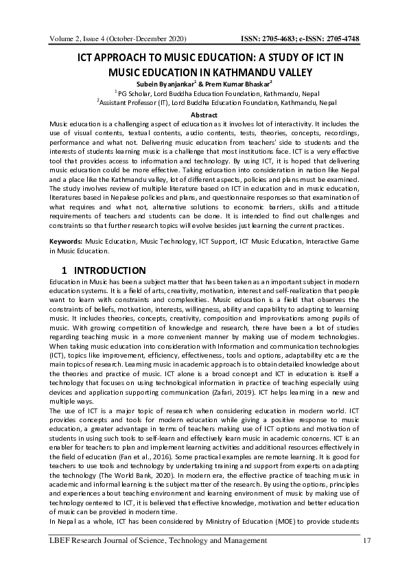 (PDF) ICT APPROACH TO MUSIC EDUCATION: A STUDY OF ICT IN MUSIC ...