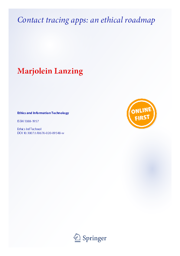 (PDF) Contact Tracing Apps: An Ethical Roadmap