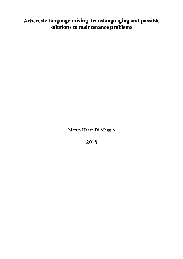 (PDF) Arbëresh: Language mixing, translanguaging and possible solutions ...