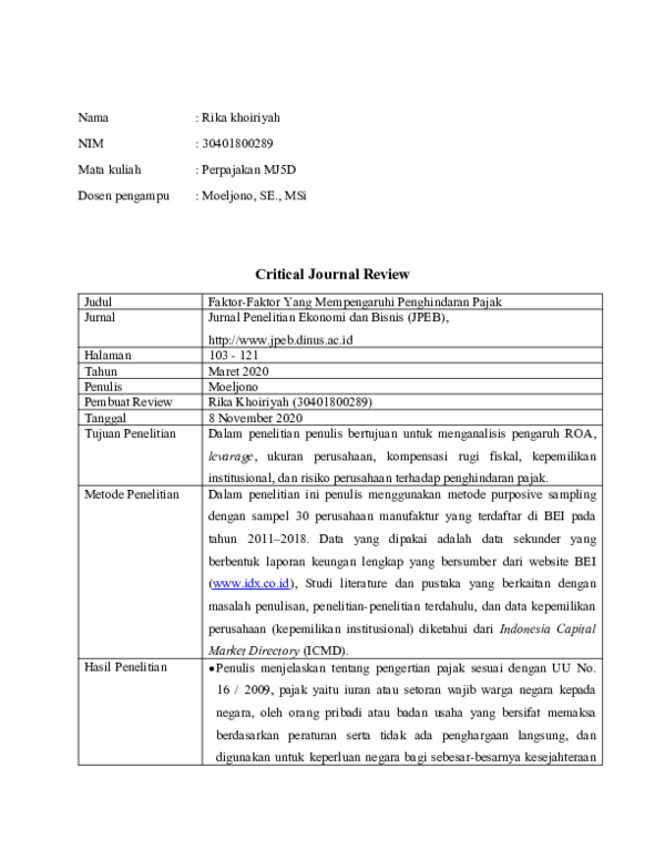 (DOC) Critical Journal Review