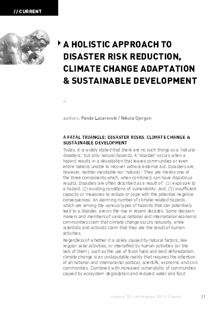 (PDF) A Holistic Approach to Disaster Risk Reduction, Climate Change ...